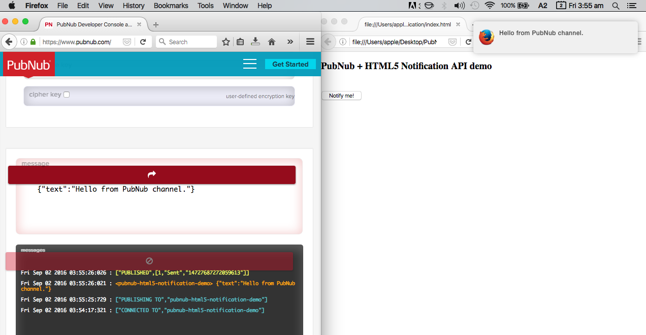 Sending Desktop HTML5 Notifications for Web Browsers